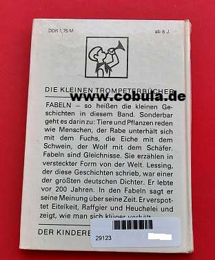 Der Rabe und der Fuchs DDR Trompeterbuch (ab 8 Jahre) Gotthold Ephraim Lessing, Wolfgang Würfel ...